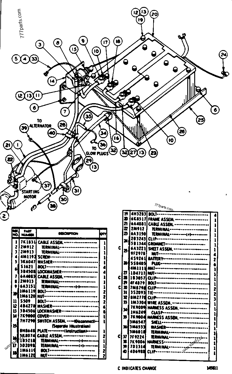 BATTERY AND WIRING (7K9637 N/S)--24 Volt--Part 1 of 2 - WHEEL-TYPE ...