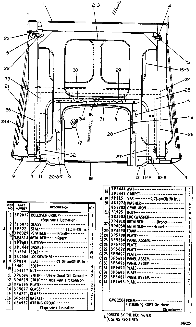 3P4148 ROLL-OVER PROTECTIVE STRUCTURE GROUP--Part 2 of 2 - TRACK-TYPE ...