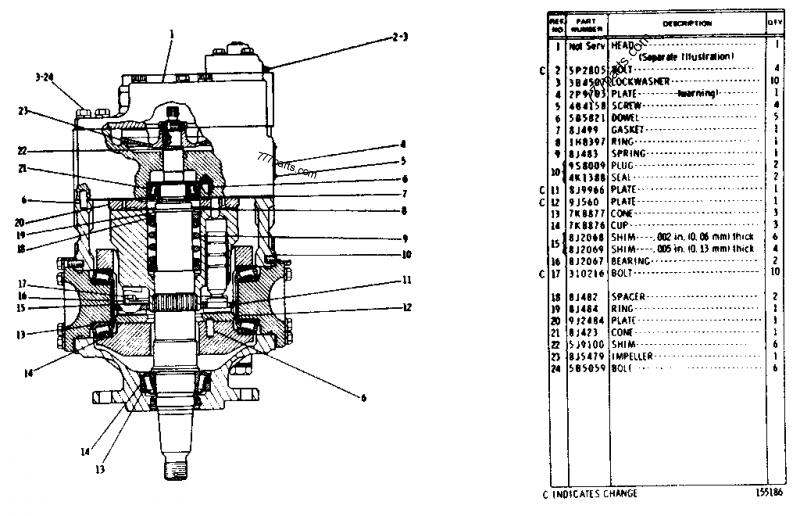 8J6855 SLIPPER PUMP GROUP--Part 1--Type 1 - ENGINE - MACHINE Caterpillar 3306 | 777parts.com