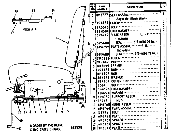 6P6998 ADJUSTABLE SEAT GROUP -- Type 2 - TRACK-TYPE TRACTOR Caterpillar ...