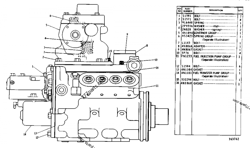 7N1238 GOVERNOR AND FUEL INJECTION PUMP GROUP - ENGINE - MACHINE ...