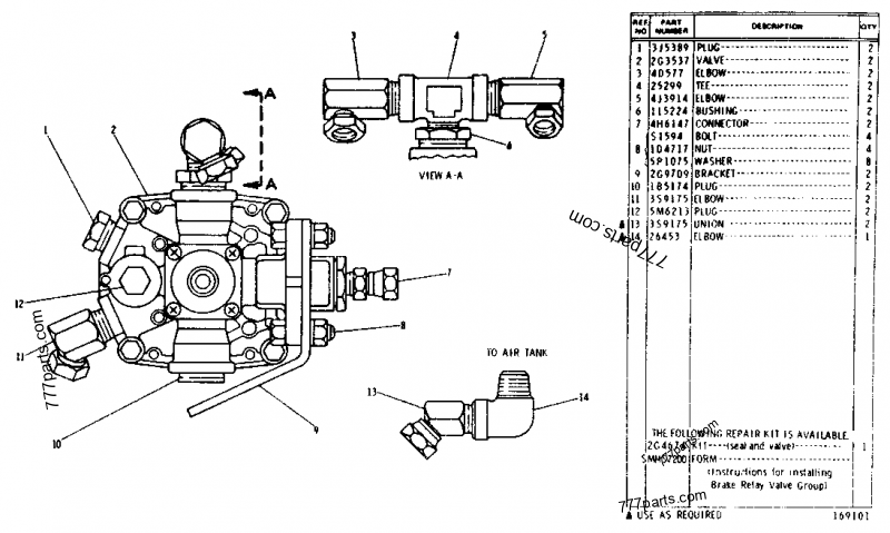 2G9713 RELAY VALVE GROUP - MOTOR GRADER Caterpillar 14G | 777parts.com