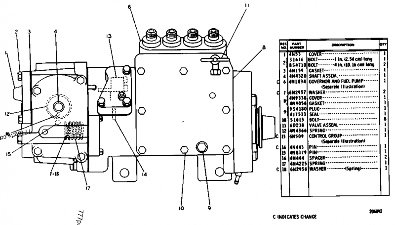 6N2477 GOVERNOR AND FUEL INJECTION PUMP GROUP--Replaced by 4N6115 ...
