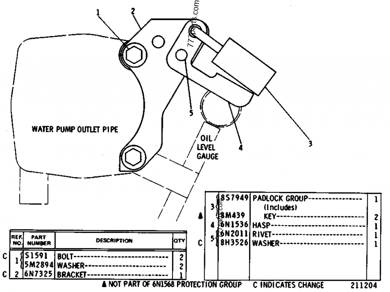 6N1568 OIL LEVEL GAUGE PROTECTION GROUP - MOTOR GRADER Caterpillar 130G ...