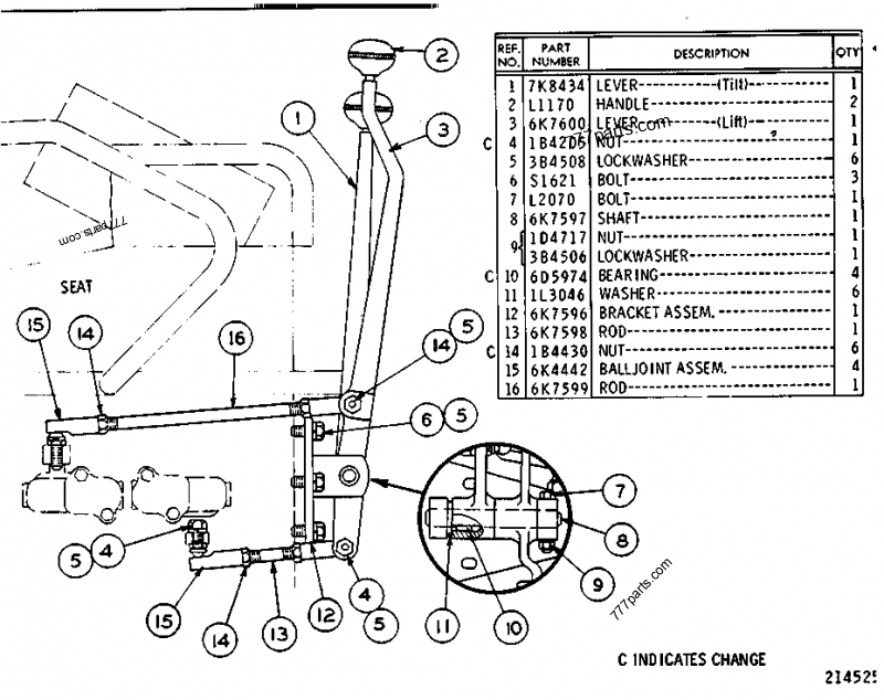 6K7602 HAND CONTROL GROUP - WHEEL-TYPE LOADER Caterpillar 920 ...