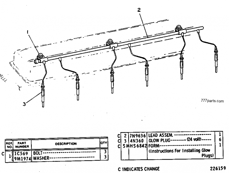 5S8501 GLOW PLUG AND WIRING GROUP - TRACK-TYPE TRACTOR Caterpillar D5B ...