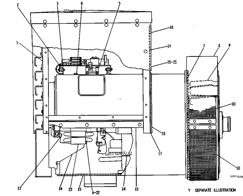 5N0044 GENERATOR GP-3 PHASE-SIDE VIEW-PART 1 OF 2 - ENGINE - INDUSTRIAL ...