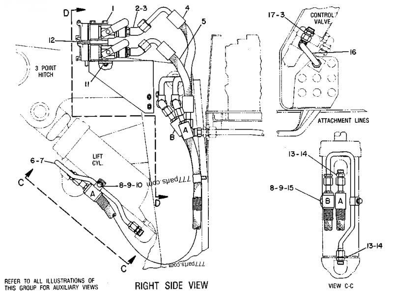 5G9377 VALVE & LINES GP-THREE POINT HITCH-PART 1 OF 2 - TRACK-TYPE ...