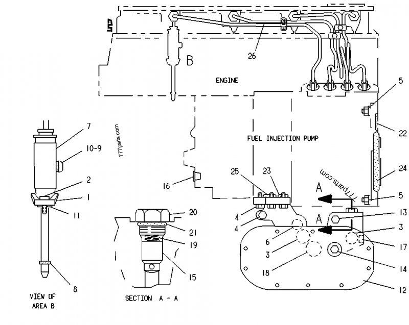 1W1354 LINES GP-FUEL INJECTION - TRACK-TYPE TRACTOR Caterpillar D5C ...