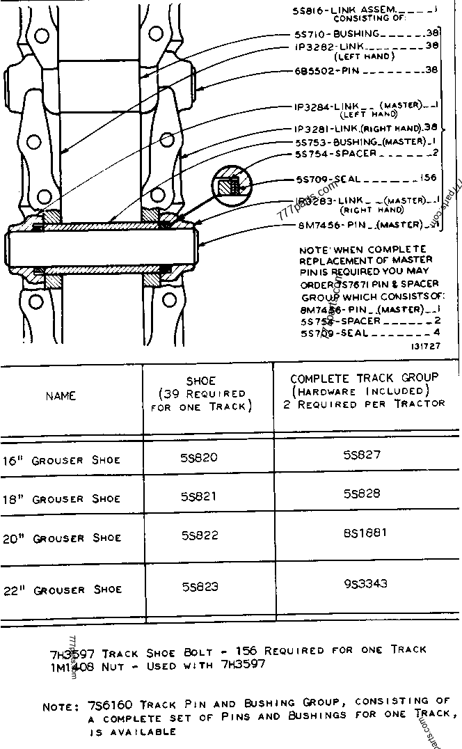 TRACK GROUP--2 Groups Required - TRACK-TYPE TRACTOR Caterpillar D5 ...
