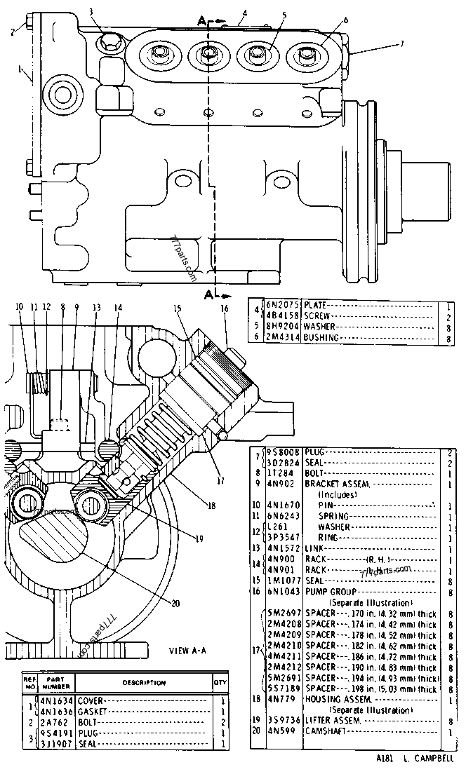 4N2637 FUEL INJECTION PUMP GROUP - Side View - Part 1 of 2 - ENGINE ...