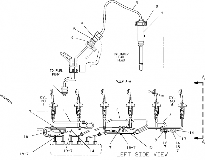 1W-0557 LINES GP-FUEL INJECTION - MOTOR GRADER Caterpillar 16G ...