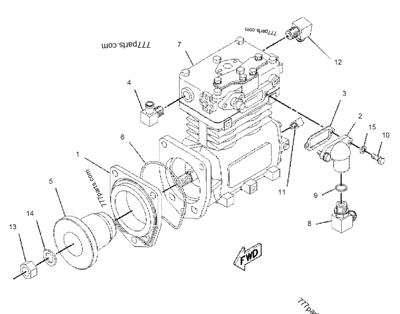 166-8305 AIR COMPRESSOR GP - WHEEL TRACTOR-SCRAPER Caterpillar 621F ...