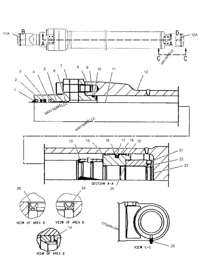204-3614 CYLINDER & SEAL GP-BOOM - ENGINE - MACHINE Caterpillar 3066 ...