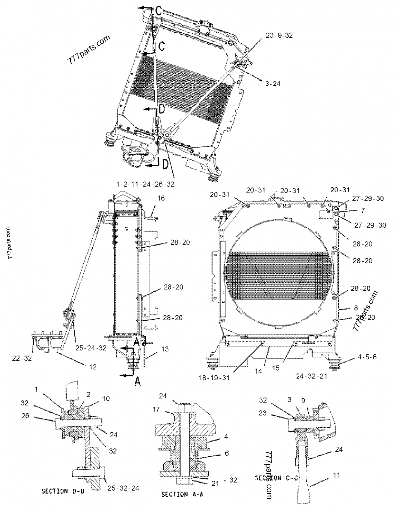 185-1350 RADIATOR GP - ARTICULATED DUMP TRUCK Caterpillar 740 ...