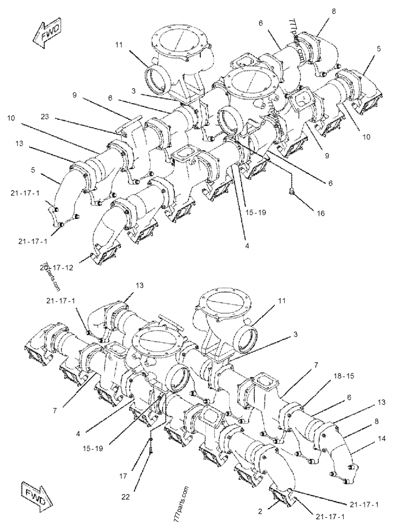 264-7866 MANIFOLD GP-EXHAUST - ENGINE - GENERATOR SET Caterpillar 3516C ...