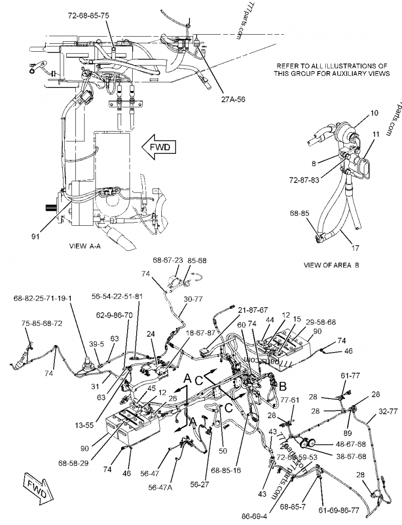 156-9936 BATTERY & WIRING GP - TRACK-TYPE TRACTOR Caterpillar D11R ...