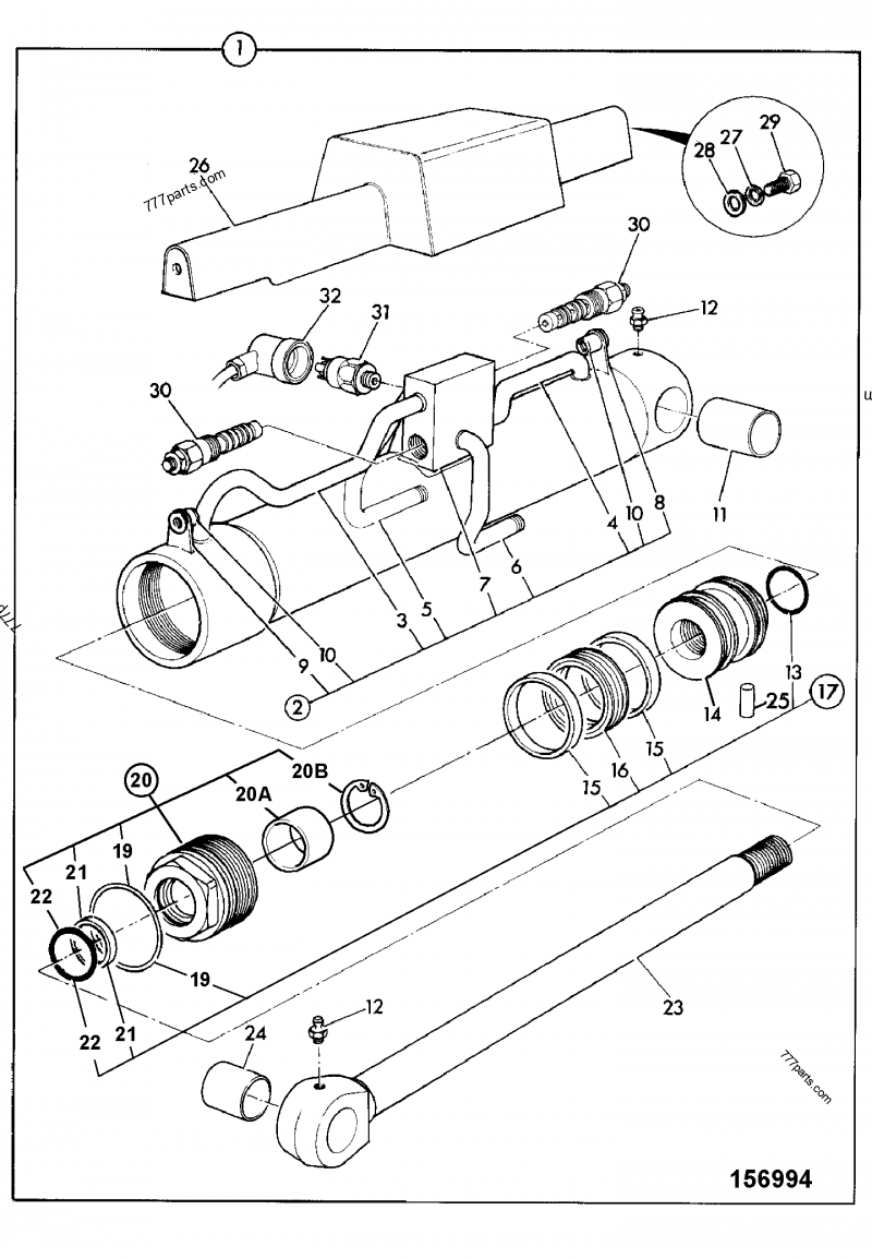 RAM, STABILISER - AGRICULTURAL JCB 530-110PLACEACE (LOADALL 500 SERIES ...