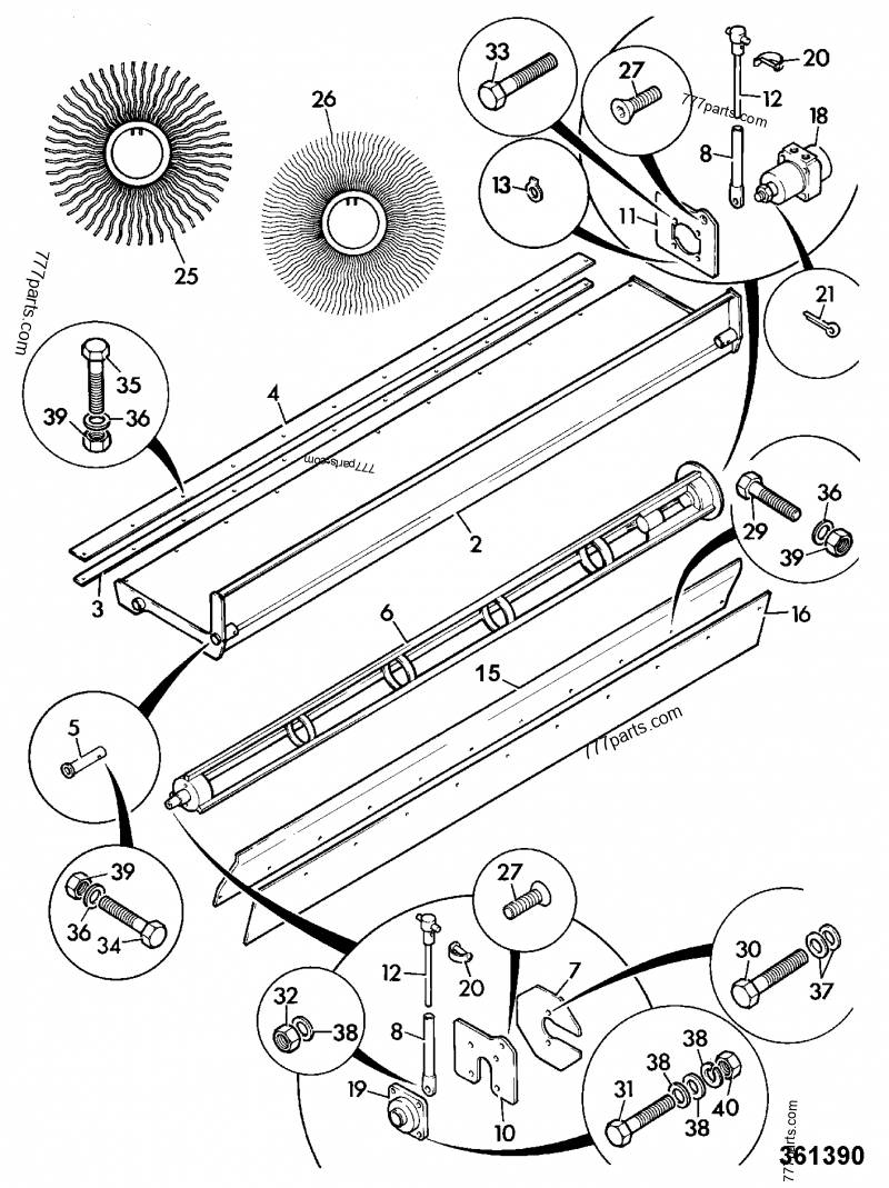 SWEEPER BRUSH, BRUSH CORE ASSEMBLY, 980/89025 SWEEPER COLLECTOR ...