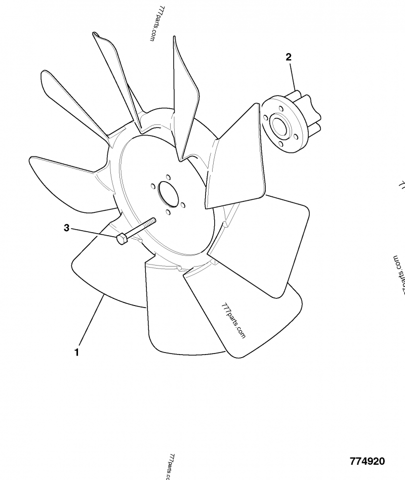 COOLING FAN & SPACER - POWER SYSTEMS JCB 320/50137 (JCB444 4 CYLINDER ...