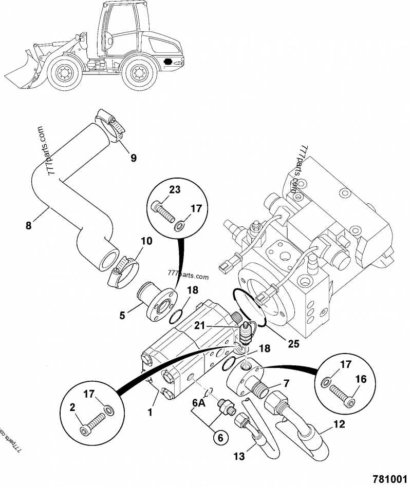 HOSE AND PIPEWORK, TANDEM PUMP - CONSTRUCTION JCB 406 (WHEELED LOADING ...