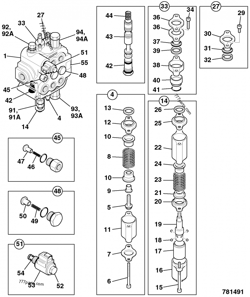 VALVE-LOADER 2 SPOOL, FLOAT, DETAILS, GEAR PUMP - CONSTRUCTION JCB 3CXS ...