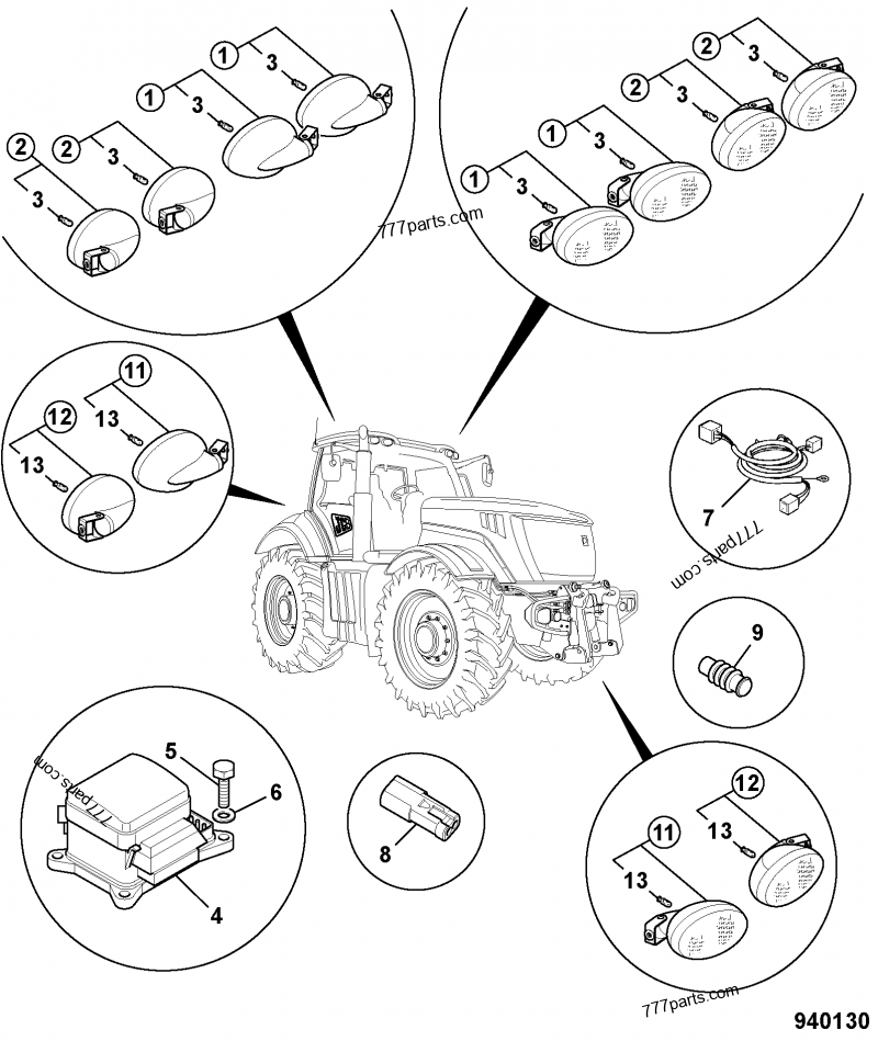 LIGHT, WORKING, 8 FRONT & 6 REAR - CONSTRUCTION JCB 7270-PT (HIGH SPEED ...