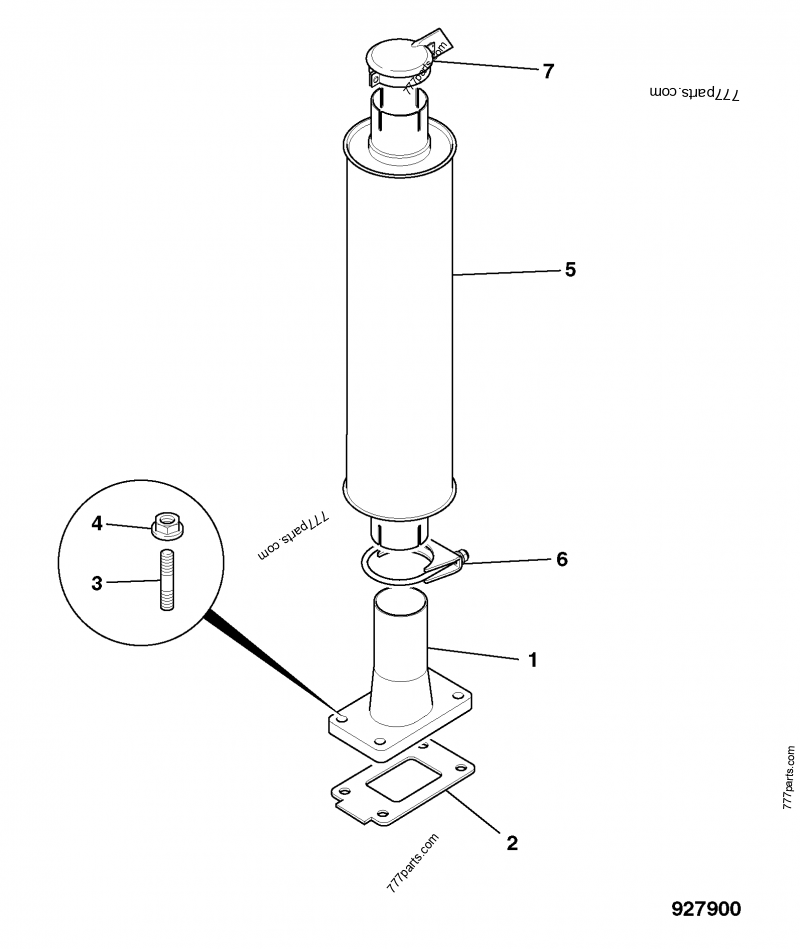EXHAUST SILENCER, OPEN BUILD, NAT/ASPIRATED - GEN JCB 320/40077 (JCB444 ...