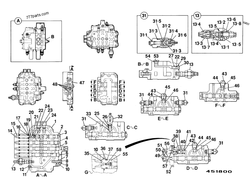VALVE, CONTROL, COMPONENTS FIG 1 - CONSTRUCTION JCB JS200 (CRAWLER ...