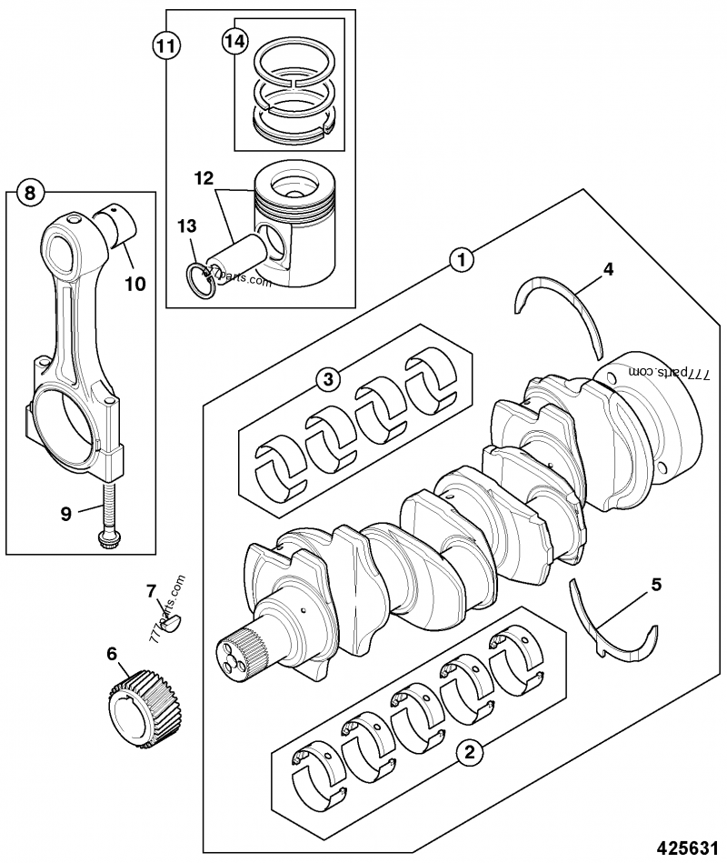 CRANKSHAFT, BEARINGS, PISTONS & CON-RODS, RE BUILD - CONSTRUCTION JCB ...