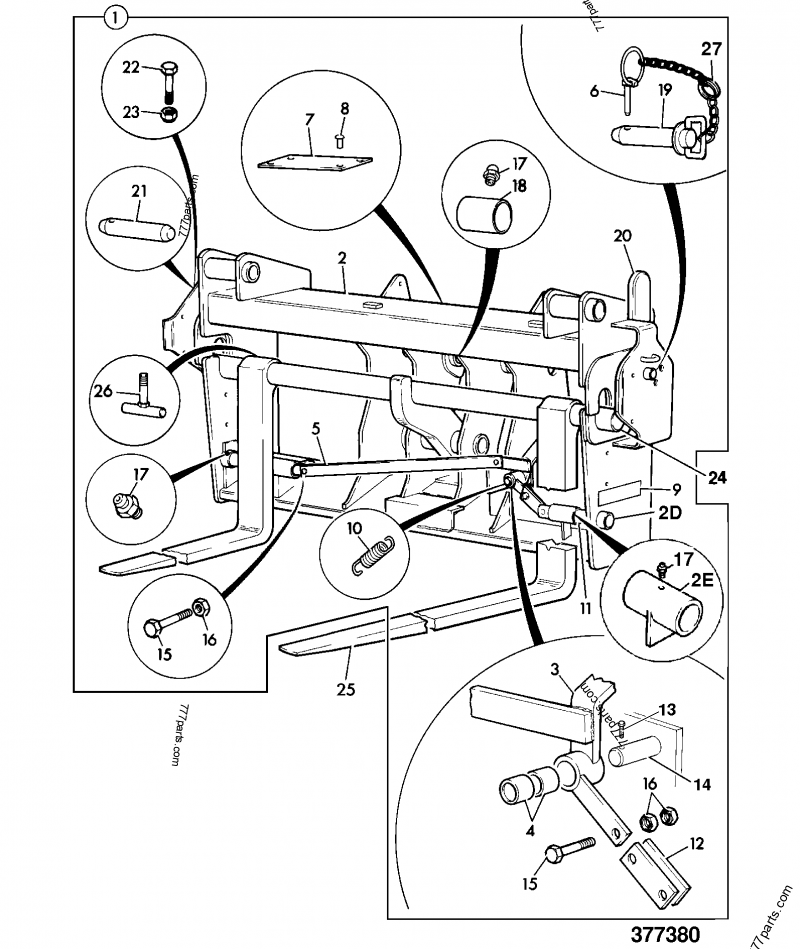 CARRIAGE QUICKHITCH, YELLOW - CONSTRUCTION JCB 535-60 (LOADALL 535-60 ...