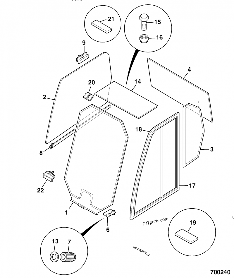 CAB GLAZING - JCB INDIA JCB ROBOT 170HF (JCB ROBOT LOADER, 9802/4530 ...