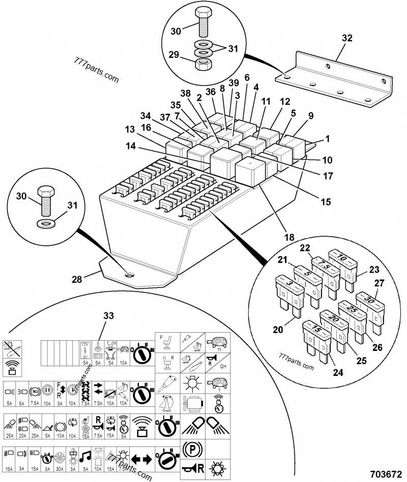 FUSE BOX & RELAYS, SIDE COVER, PCS MACHINES - CONSTRUCTION JCB 4CX ...