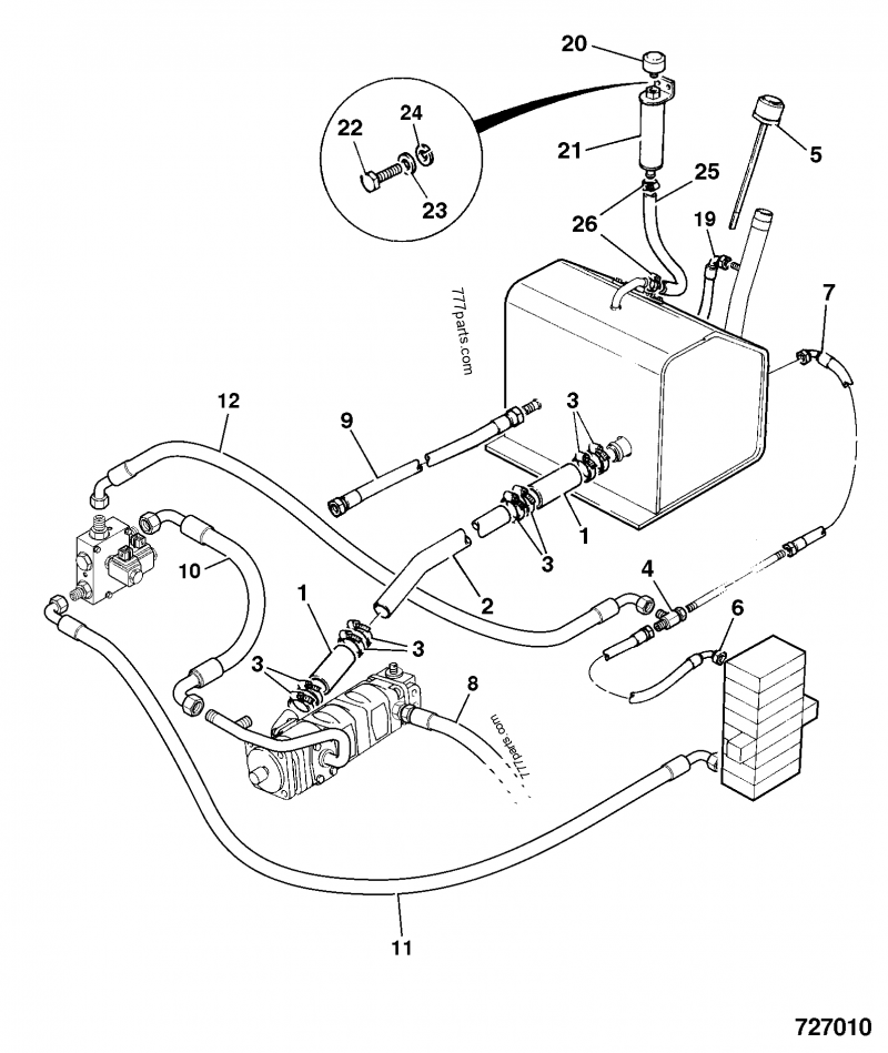 MAIN HYDRAULIC, CIRCUIT - CONSTRUCTION JCB 550-140 (LOADALL 550-140 ...