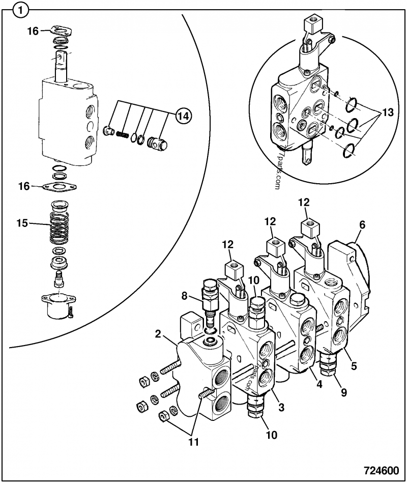 VALVE, CONTROL, 3 SPOOL COMPONENTS, PARKER REF 3469203250 ...