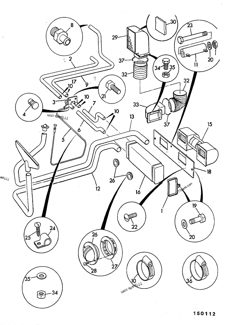 HEATER, INSTALLATION - CONSTRUCTION JCB 712 (ARTICULATED DUMP TRUCK 712 ...