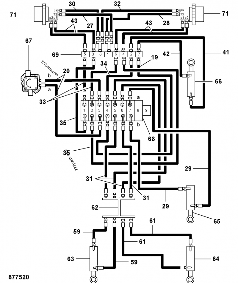 HYDRAULIC CIRCUIT, SCHEMATIC - CONSTRUCTION JCB 8056 (MIDI EXCAVATOR ...