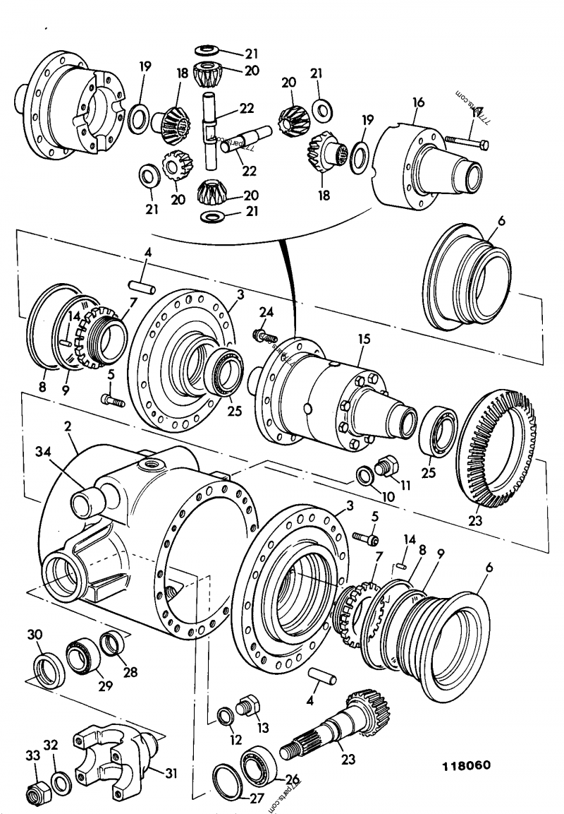 DIFFERENTIAL ASSY, 3 PIECE PIN MOUNTED - CONSTRUCTION JCB 508C (LOADALL ...