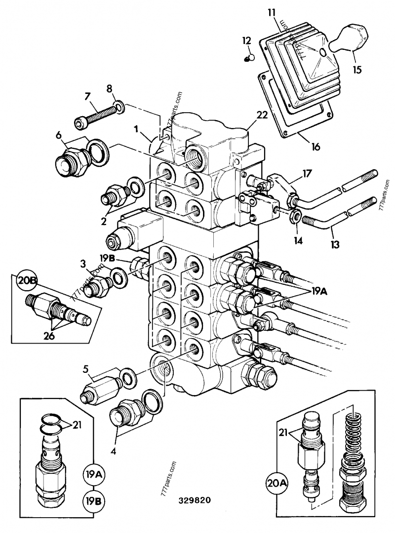 VALVE ASSEMBLY, 6 SPOOL,MANUAL AUX - AGRICULTURAL JCB 535-125 (LOADALL ...