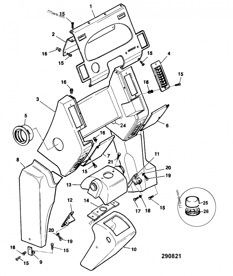 CAB, CONSOLE, INSTRUMENT PANEL, COVERS & BRACKETS - CONSTRUCTION JCB ...