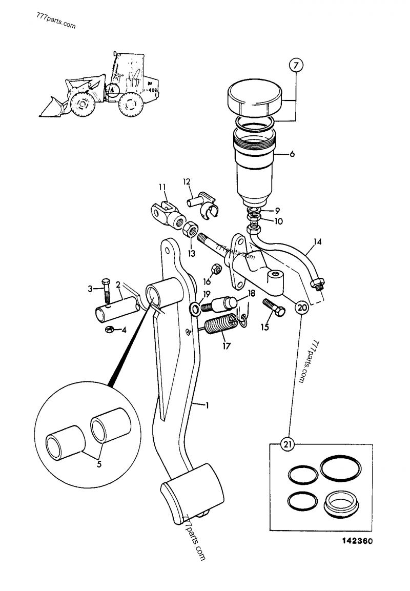 BRAKE PEDAL, & MASTER CYLINDER - CONSTRUCTION JCB 406 (WHEELED LOADING ...