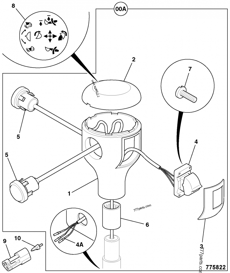 CONTROL KNOB, LOADER VALVE, 3-SWITCH - AGRICULTURAL JCB 4CX (REGULAR ...