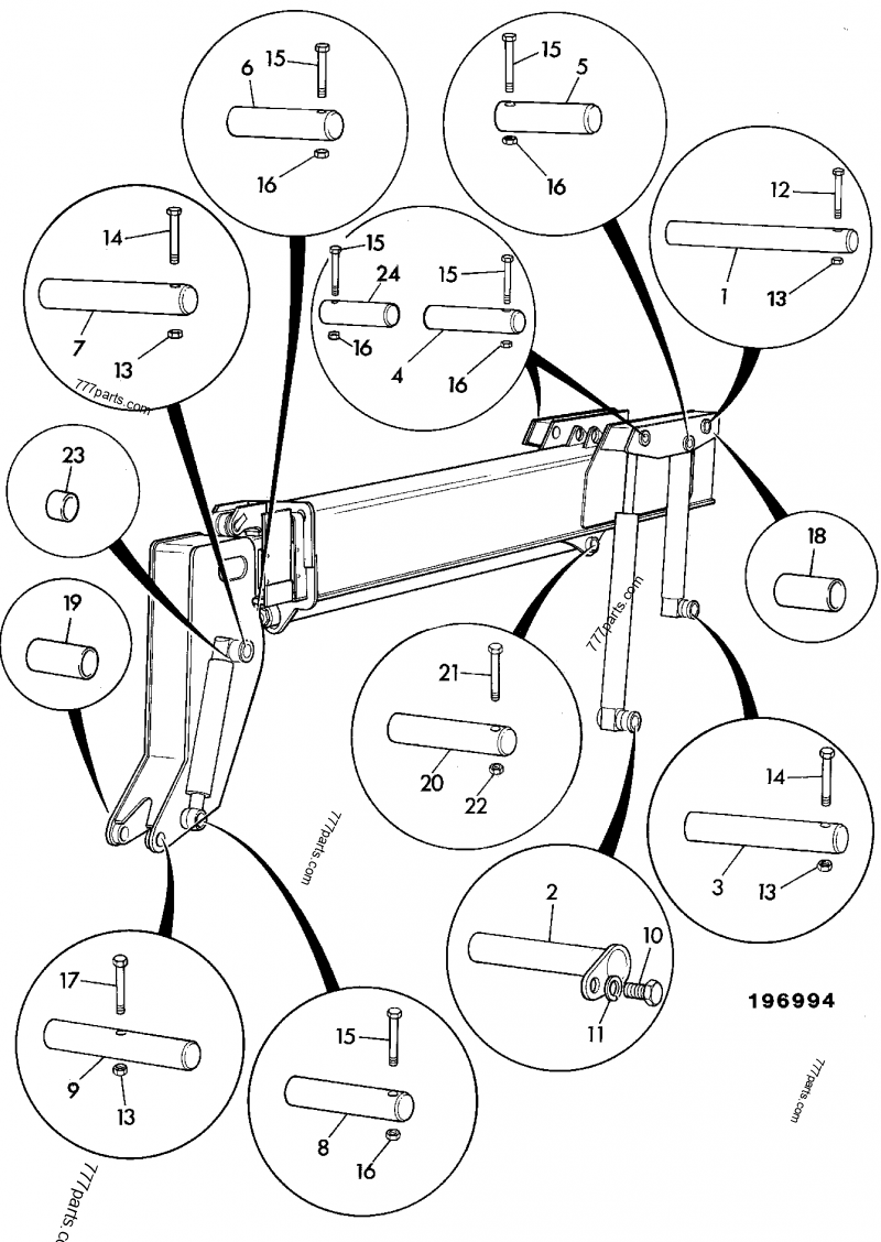 BOOM, PIVOT PIN LOCATION - CONSTRUCTION JCB 506B (LOADALL 506B, 9802/ ...