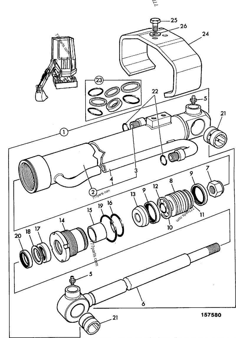 RAM, BUCKET - AGRICULTURAL JCB 801 (MINI-EXCAVATOR, 9802/5400 ...