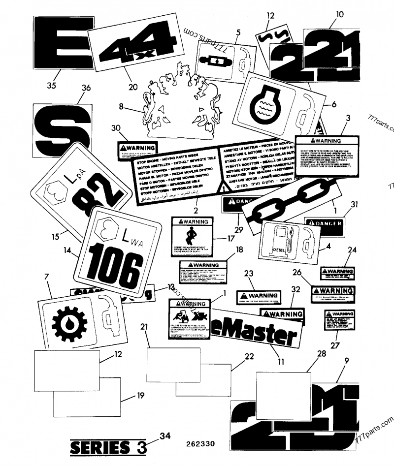 DECALS, 215 - AGRICULTURAL JCB 4C (REGULAR BACKHOE LOADER (CENTREMOUNT ...