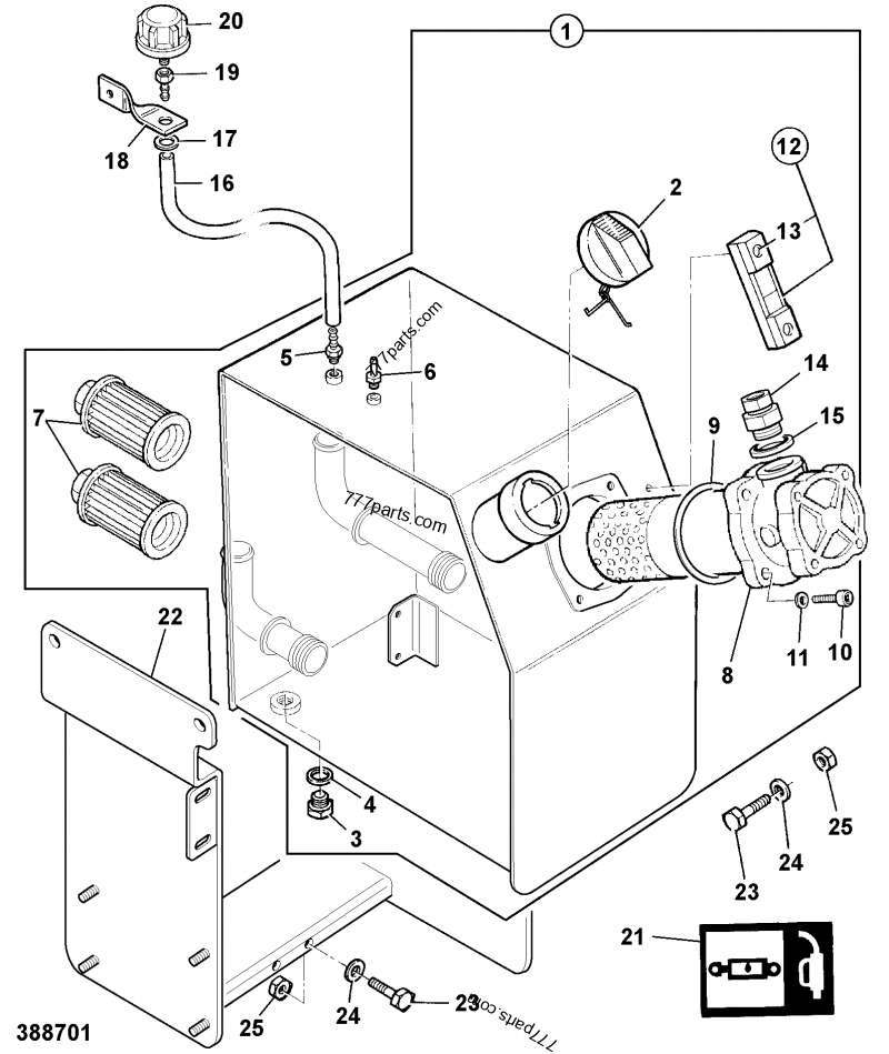 TANK, HYDRAULIC, 2WS ABS - CONSTRUCTION JCB 2115 (FASTRAC, 9802/6670 ...