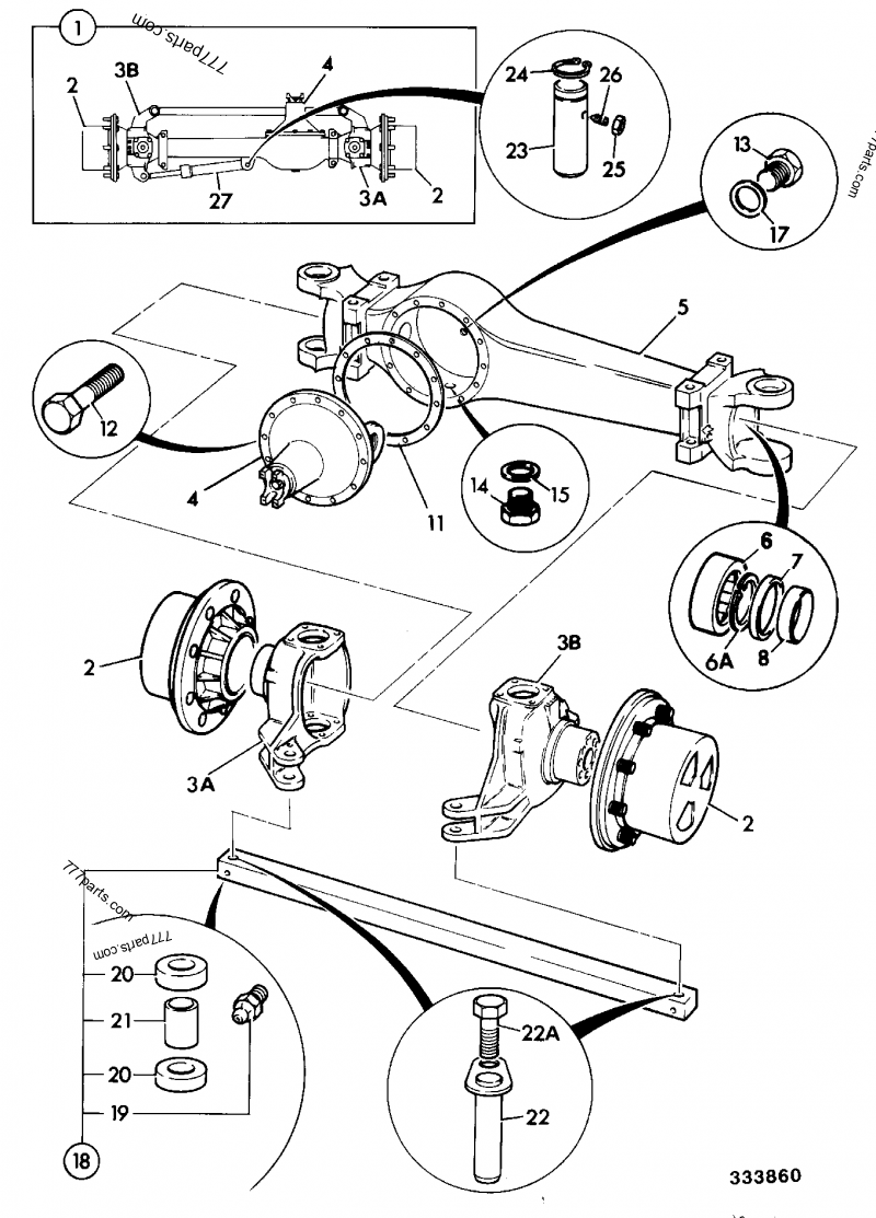 AXLE ASSEMBLY - SD55, REAR 16.2:1, LIMITED SLIP DIFFERENTIAL - JCB ...