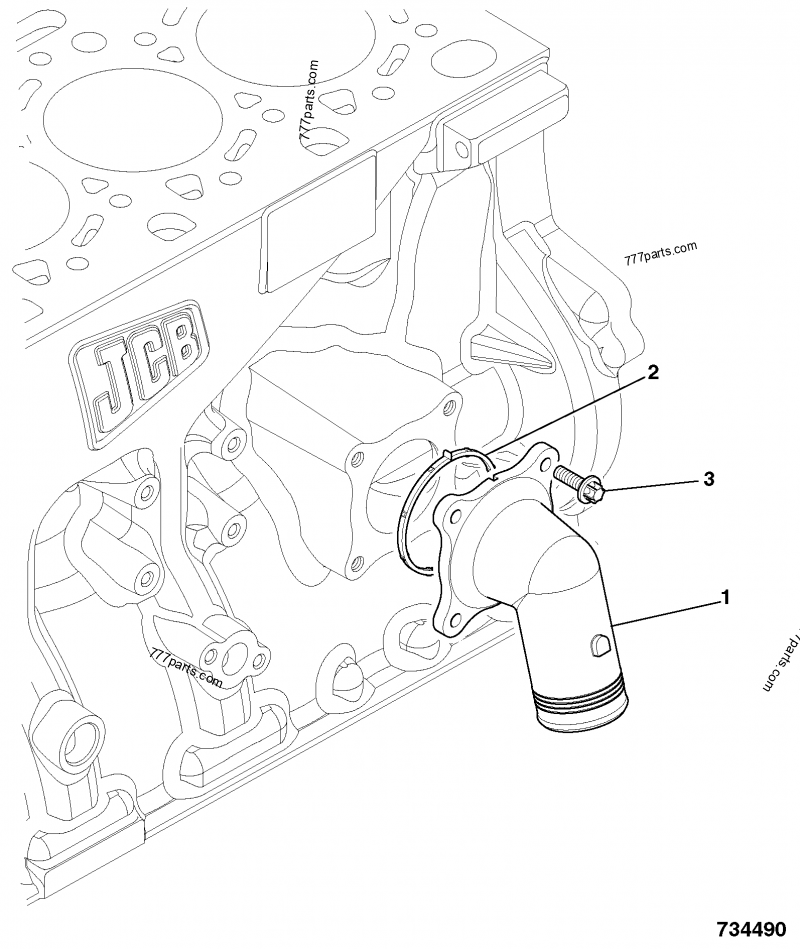 WATER INLET, CONNECTOR - JCB INDIA JCB 320/40010 (JCB444 4 CYLINDER ...