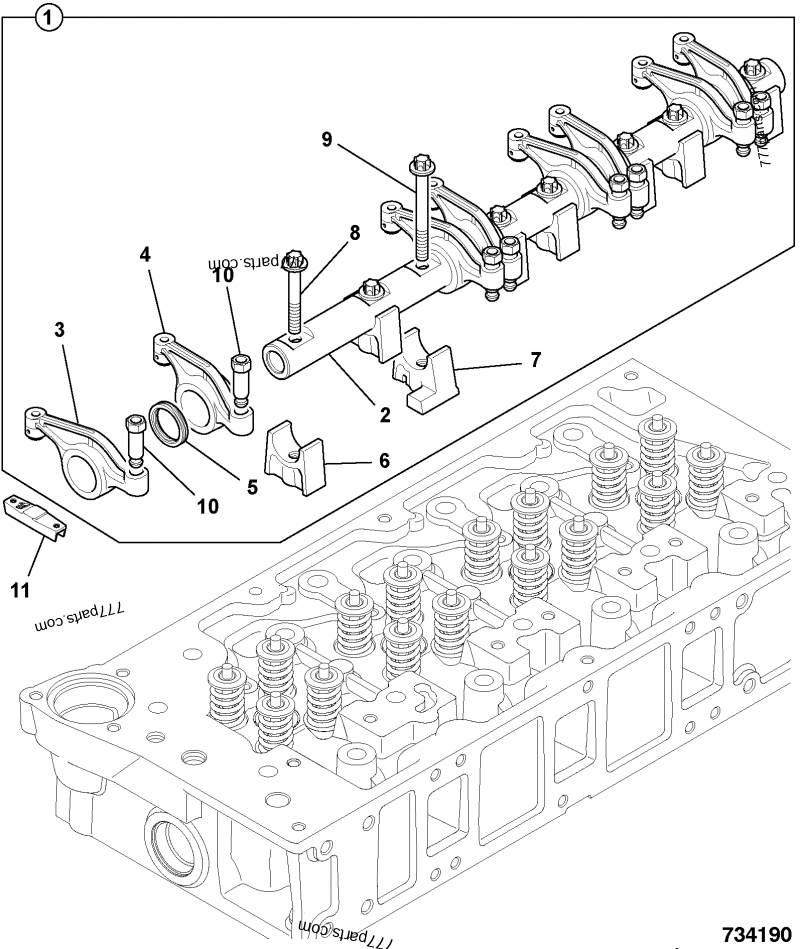 ROCKER SHAFT, ASSEMBLY - POWER SYSTEMS JCB 320/40293 (JCB444 4 CYLINDER ...