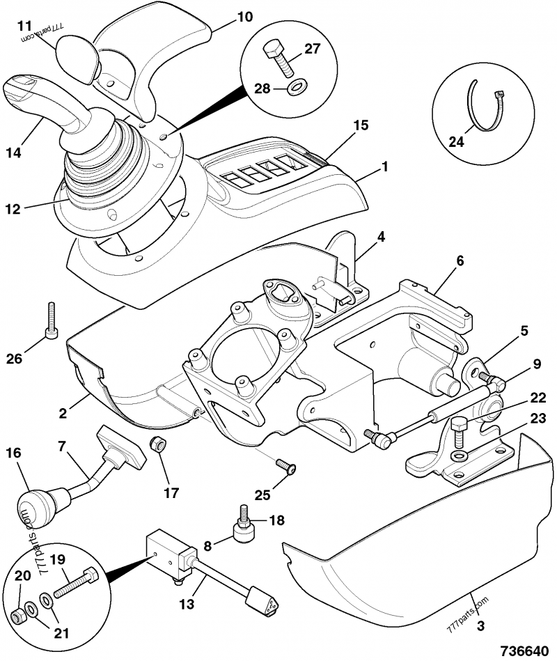 CONTROL POD LEFTHAND, SERVO CONTROLS - AGRICULTURAL JCB 8016 (Parts ...